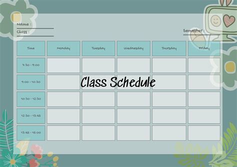 Class Schedule Class Timetable Class Itinerary Etsy