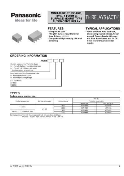 Pdf Data Sheet Panasonic Electric Works Europe Ag