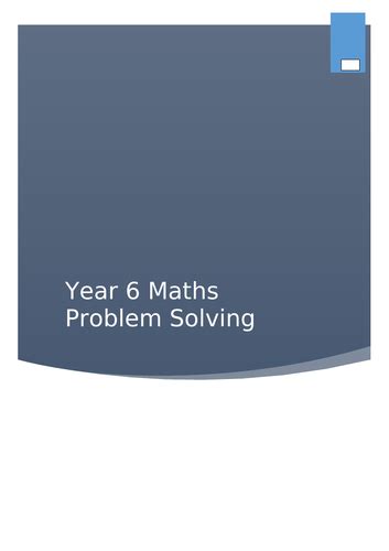Ks2 Maths Problem Solving Booklet Teaching Resources