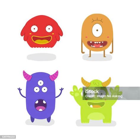 Vektor Bundel Desain Lucu Karakter Monster Ilustrasi Stok Unduh Gambar Sekarang Desain