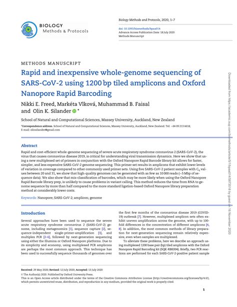 Pdf Rapid And Inexpensive Whole Genome Sequencing Of Sars Cov 2 Using