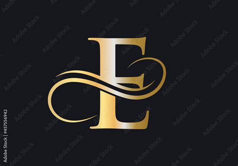 E Letter Initial Luxurious Logo Template Premium E Logo Golden
