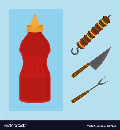 Bbq Tools And Sauce Royalty Free Vector Image Vectorstock