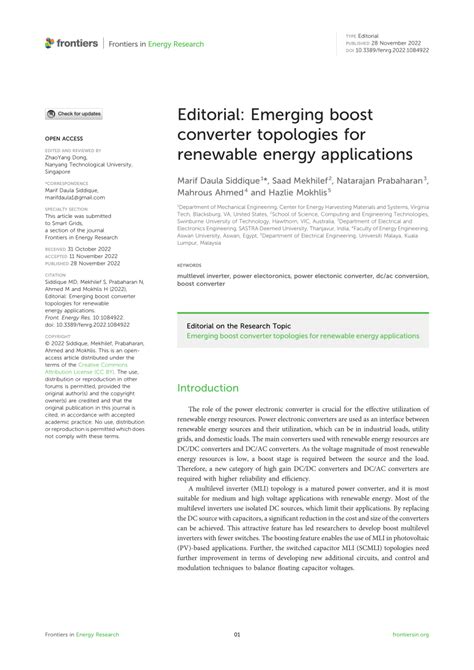 Pdf Editorial Emerging Boost Converter Topologies For Renewable Energy Applications