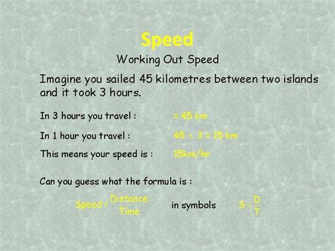 Time Distance Speed Calculating Distance Calculating Speed Calculating
