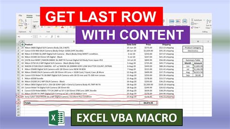 Get Last Row With Data Excel Vba Macro Youtube