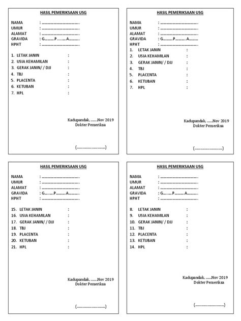 Form Hasil Pemeriksaan Usg Pdf