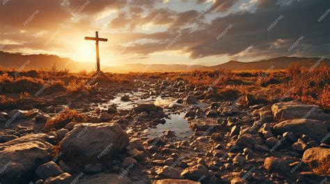 Premium Photo Concept Of The Resurrection Jesus Christs Cross At Sunset