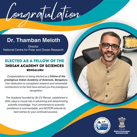 Congrats Clic Ssg Member Thamban Meloth Elected As Fellow Of The Indian Academy Of Sciences