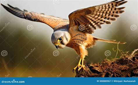 A Male Kestrel Hunting Mice Male Lesser Kestrel Brring Different Food Generative Ai Stock