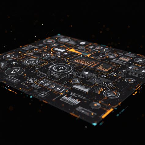 A Floating High Tech Digital Interface Displaying Various Data