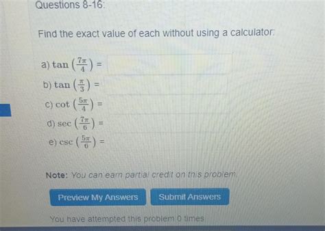 Solved Find The Exact Value Of Each Without Using A Chegg