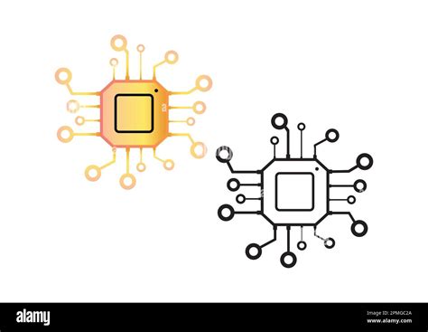 Black And White And Colored Processor Chip Isolated On White Background