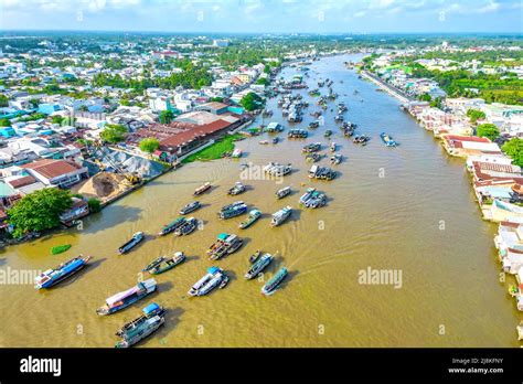 Cai Rang Floating Market Can Tho Vietnam Aerial View Cai Rang Is
