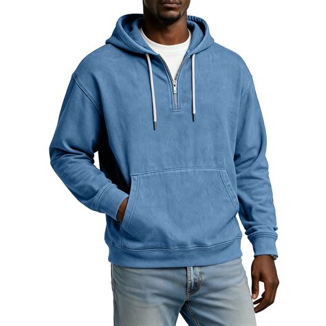 Men Half Zip Pullover Hoodie Long Sleeve Cotton Blend Sweatshirt