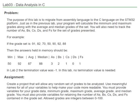 Solved Lab Data Analysis In C Problem The Purpose Of Chegg