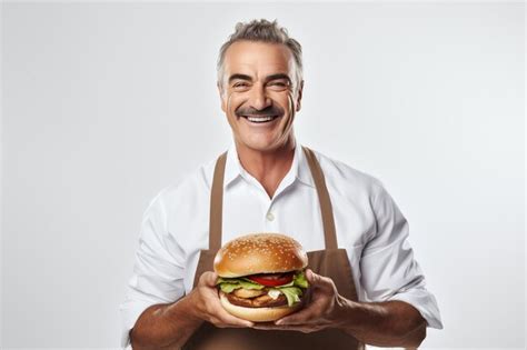 Premium Photo Middle Aged Man Over Isolated White Background Holding