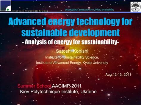 Advanced Energy Technology For Sustainable Development Part 2 Ppt