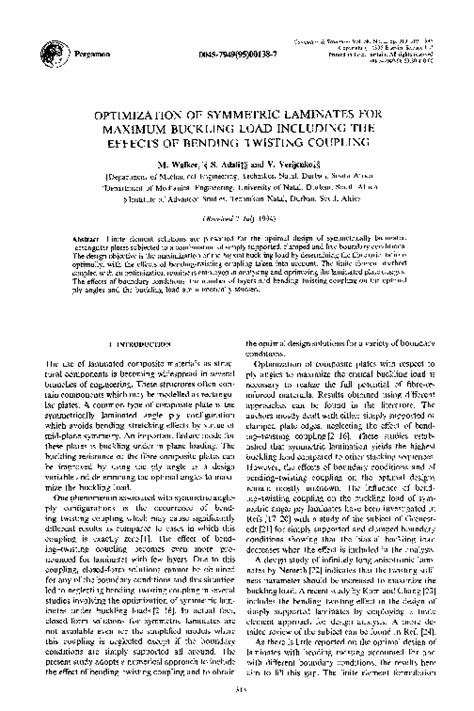 Optimization Of Symmetric Laminates For Maximum Buckling Load Including The Effects Of Bending