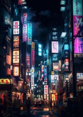 Tokyo Neon Street Poster By Vincent Markert Displate