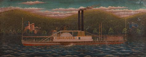 At Auction Roberta Marigold Kingston New York Folk Art Portrait Of The Highlander Paddlewheeler