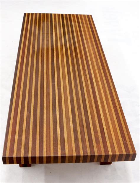 Solid Block Walnut And Oak Rectangular Low Coffee Table At 1stdibs