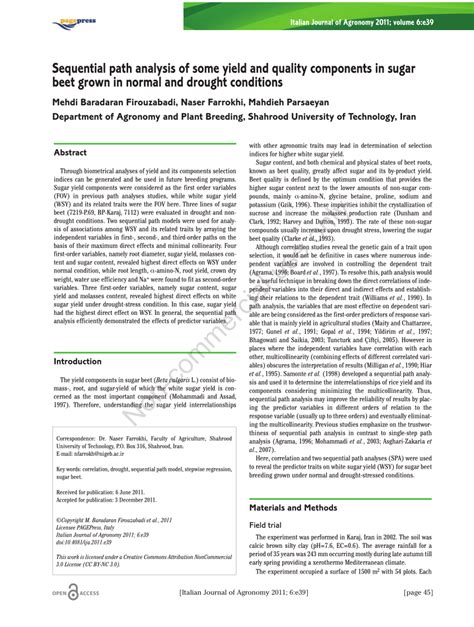 pdf sequential path analysis of some yield and quality components in