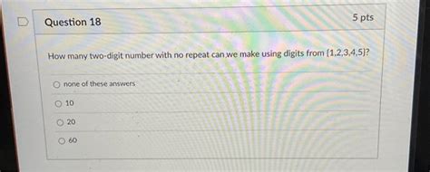 Solved How Many Two Digit Number With No Repeat Can We Make