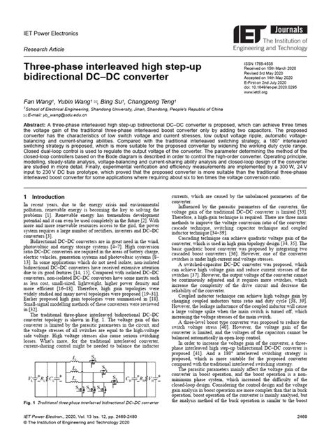 Iet Power Electronics 2020 Wang Three Phase Interleaved High Step Up Bidirectional Dc