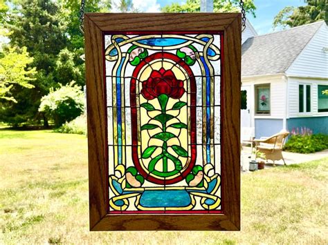 Stranger Things Creel House Stained Glass Red Rose Door Etsy