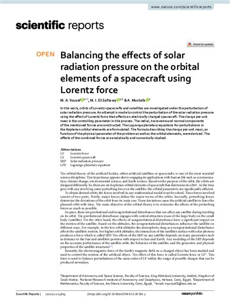 Balancing The Effects Of Solar Radiation Pressure On The Orbital Elements Of A Spacecraft Using
