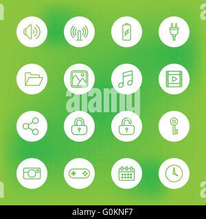 JPEG Line Web Icon Set On Colorful Hexagon For Web UI Infographic And Mobile Apps Stock