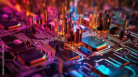 Close Up Of Computer Chip Circuitry