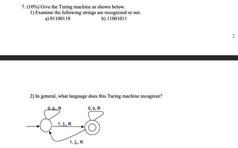 Solved 7 10 Give The Turing Machine As Shown Below 1