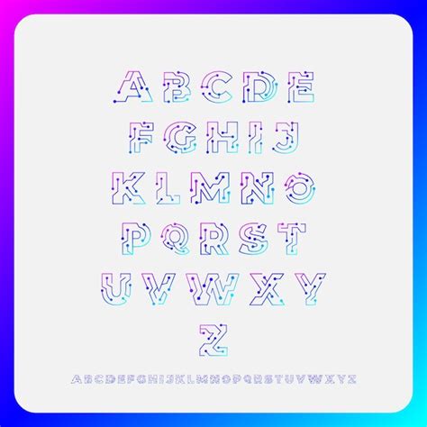 문자 A부터 Z까지의 기술 알파벳 미래의 그림 프리미엄 벡터