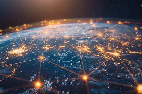An Expansive Global Digital Network Illustrated With A Beautifully Illuminated World Map And