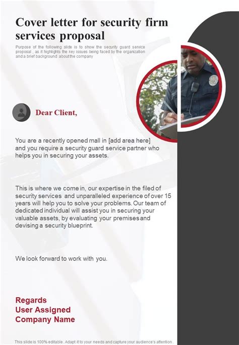 Cover Letter For Security Firm Services Proposal One Pager Sample Example Document Ppt Slide