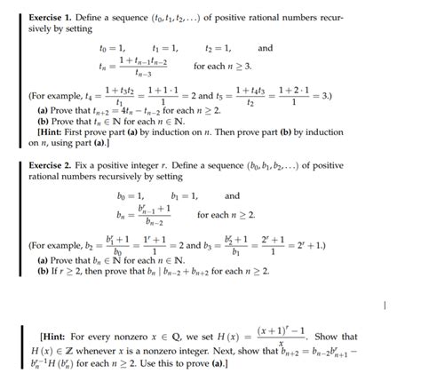 Solved Exercise Define A Sequence To Ti T Of Chegg Com