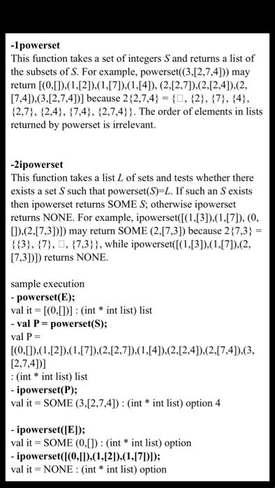 1powerset This Function Takes A Set Of Integers S