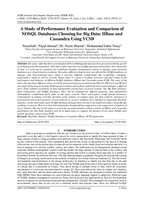 Pdf A Study Of Performance Evaluation And Comparison Of Nosql
