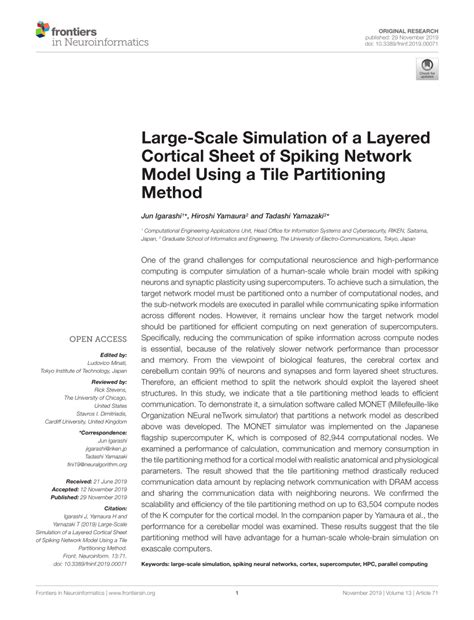 Pdf Large Scale Simulation Of A Layered Cortical Sheet Of Spiking