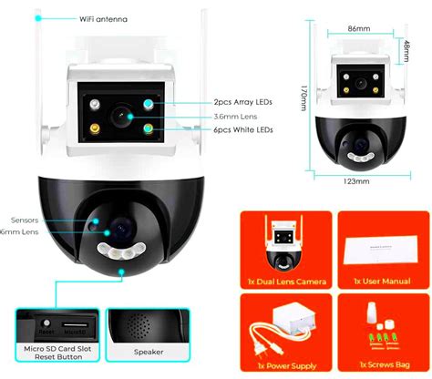 ᐉ Камера видеонаблюдения уличная Ip Wifi 4mpx 4mpx Ip66 Ukc P6 2 независимых объектива Icsee