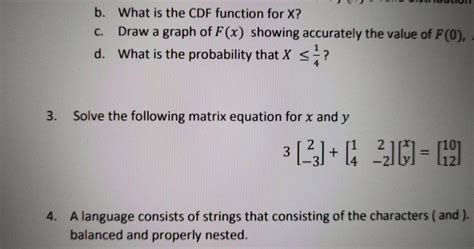 Solved B What Is The CDF Function For X Draw A Graph Of Chegg Com