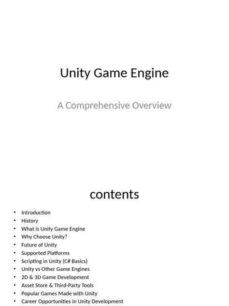 Unity Game Engine Final Presentation Pdf Unity Game Engine