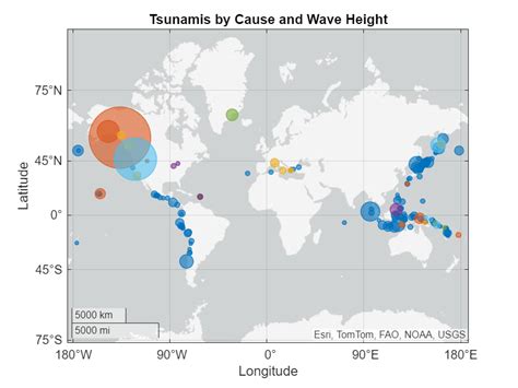 Combine Bubble Chart With Other Graphics In Geographic Axes MATLAB