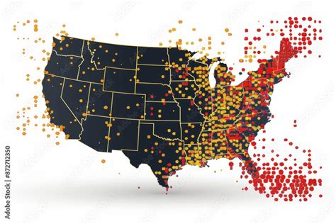 Data Visualization Map Of The United States With Color Coded Points