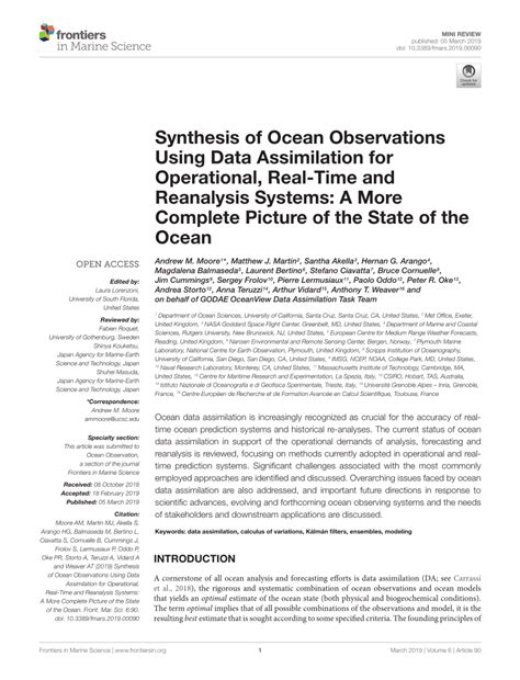 Pdf Synthesis Of Ocean Observations Using Data Assimilation For Operational Real Time And