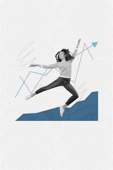 Poster Banner Collage Of Young Girl Levitate Move On White Background