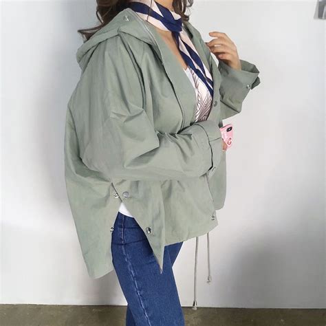베스트템 루즈핏 후드 버튼 숏 야상자켓 봄야상 여자점퍼 아우터 박시한 스트링후드 국내제작
