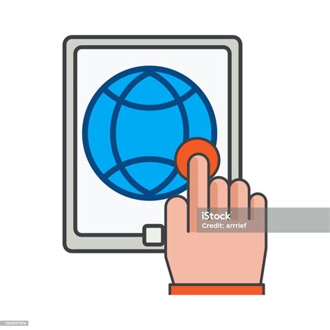 손가락은 스마트 폰을 클릭합니다 모바일 콘션 일러스트레이션 플랫 벡터 아이콘입니다 아이콘 디자인 요소 Ui 웹 모바일 앱에